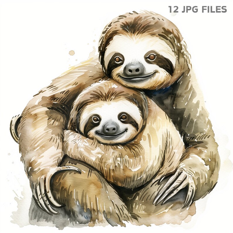 12 Adorable Sloths Clipart Bundle Cute Animal Clipart for DIY Projects ...