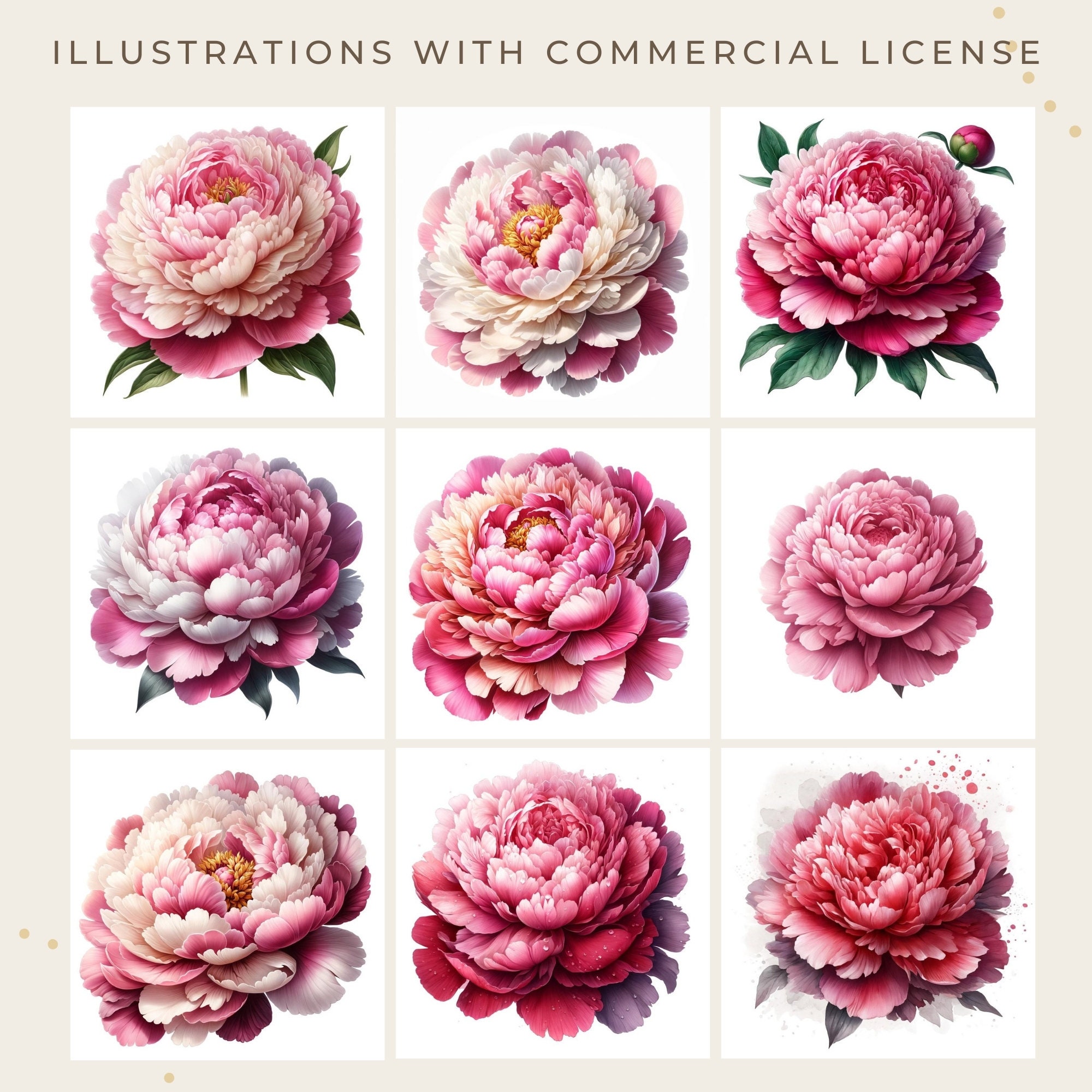 Pink Peonies Clip Art Bundle for Wedding Invites, Digital Planners ...