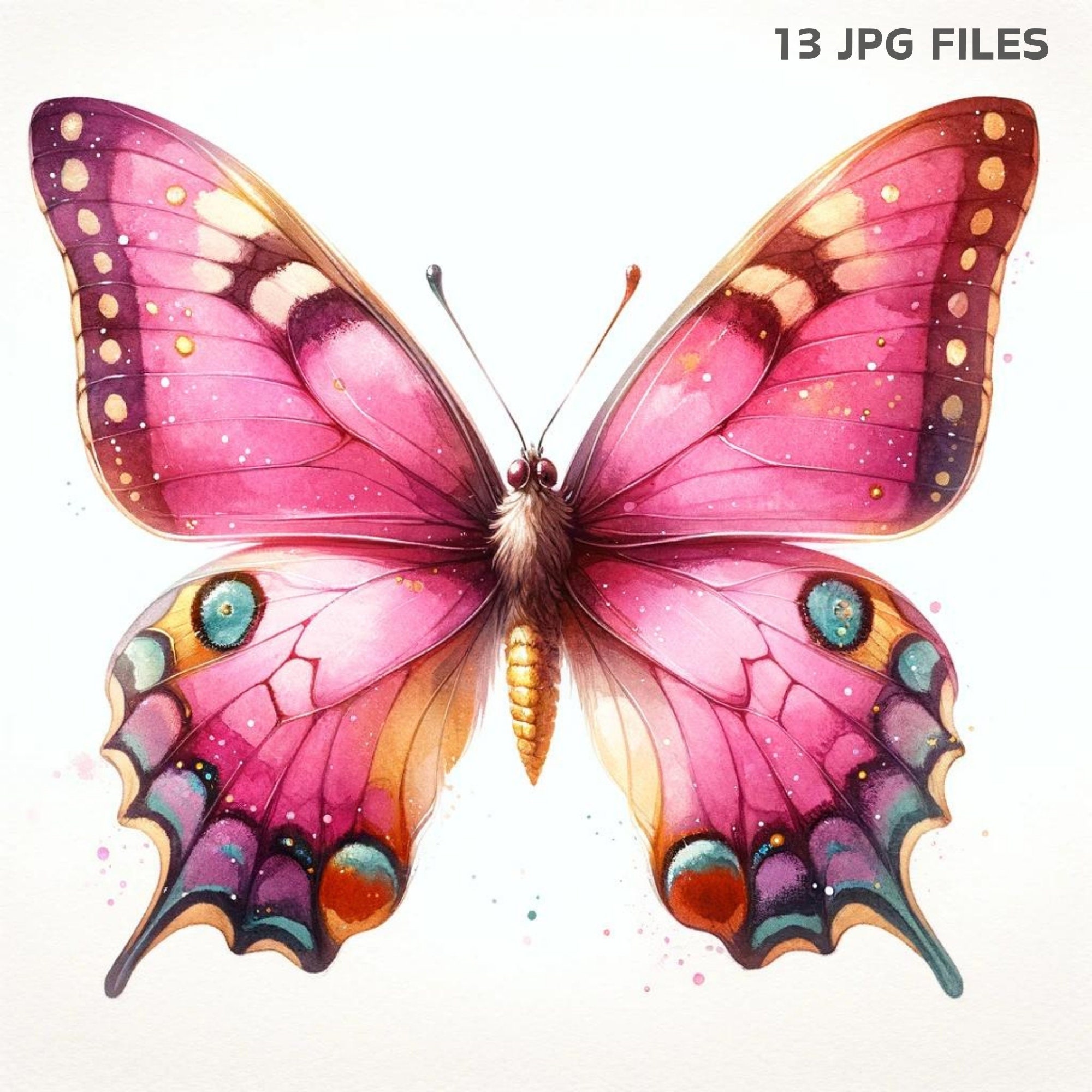 Shabby Chic Pink and Golden Butterfly Clipart for Craft Projects ...