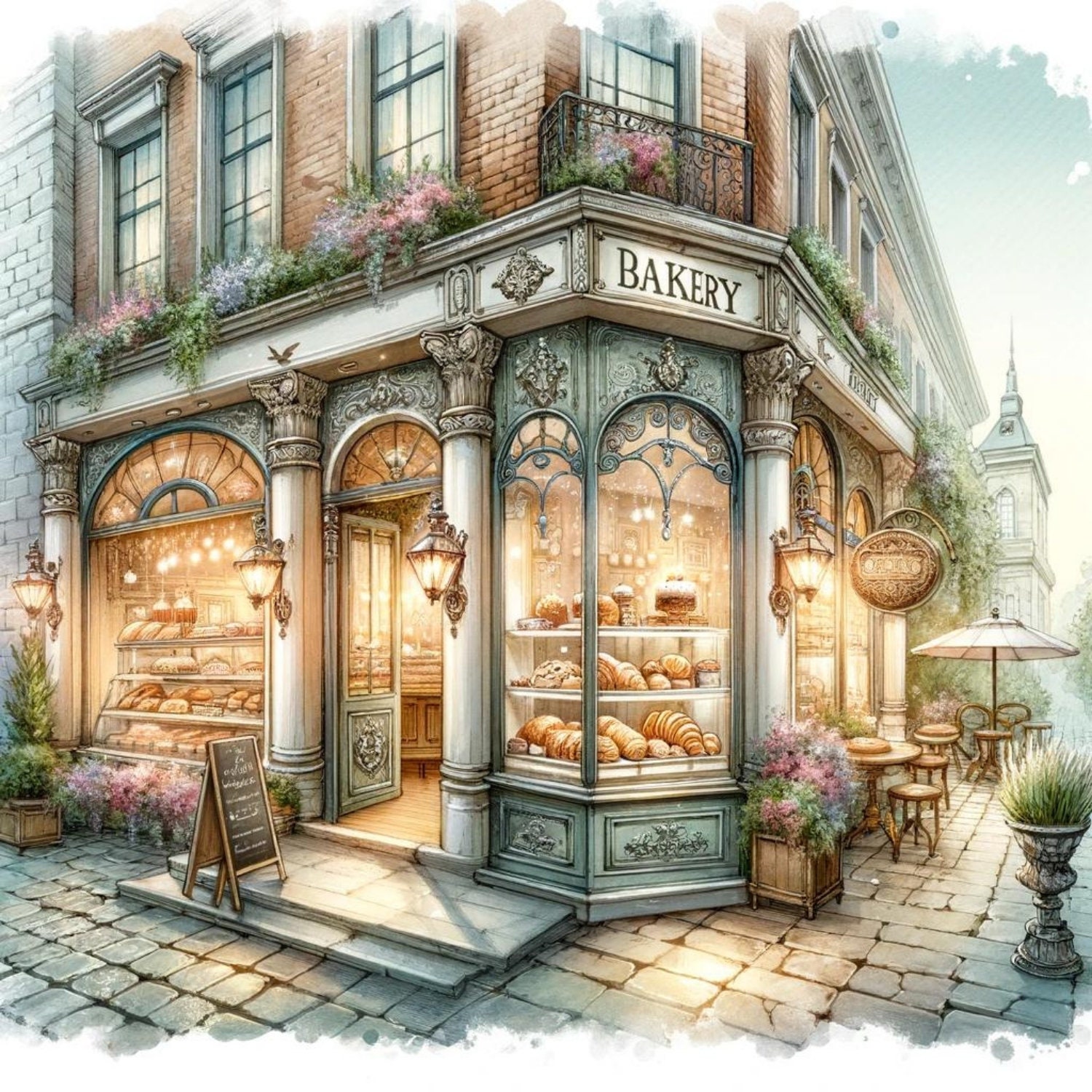 12 Watercolor Bakery Food Shop Clipart, Baking & Kitchen Printable Art ...