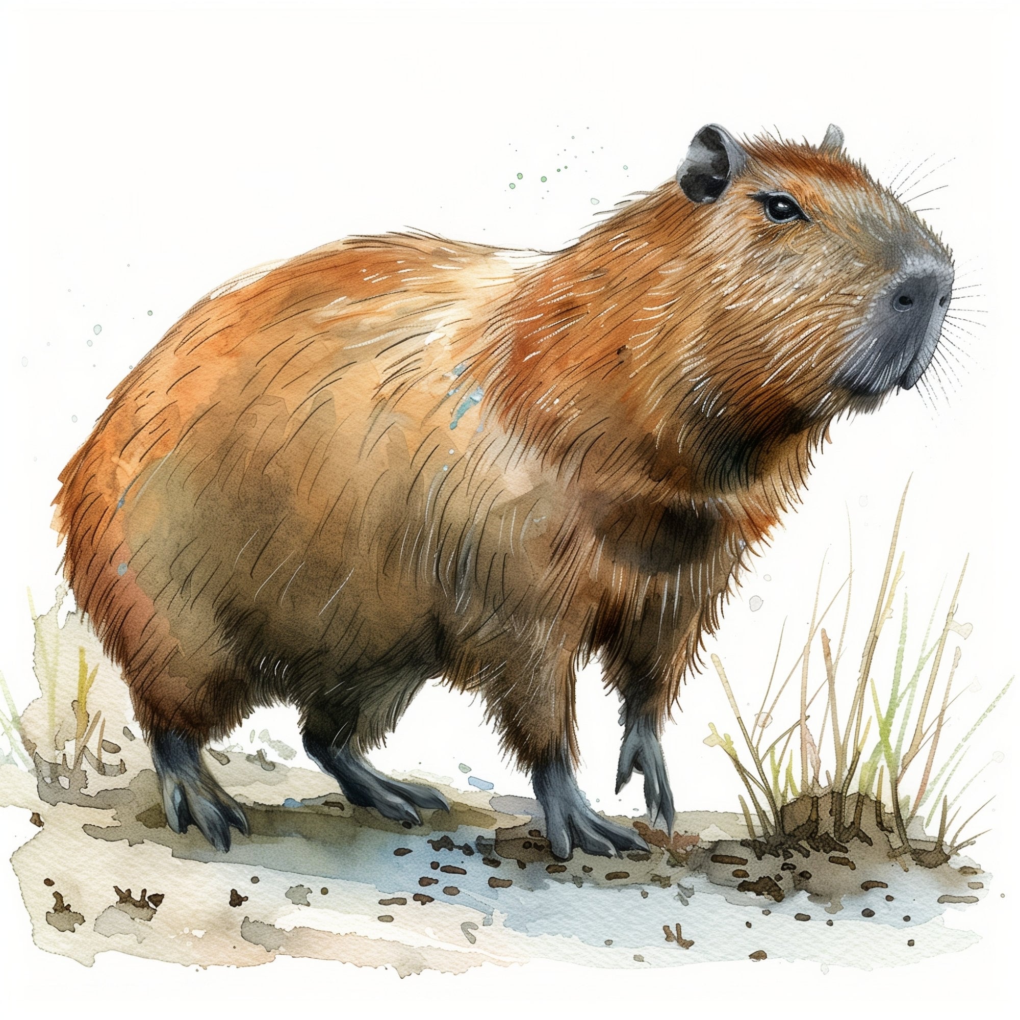 Wild Capybara Watercolor Clipart Set for Commercial Use, Instant ...
