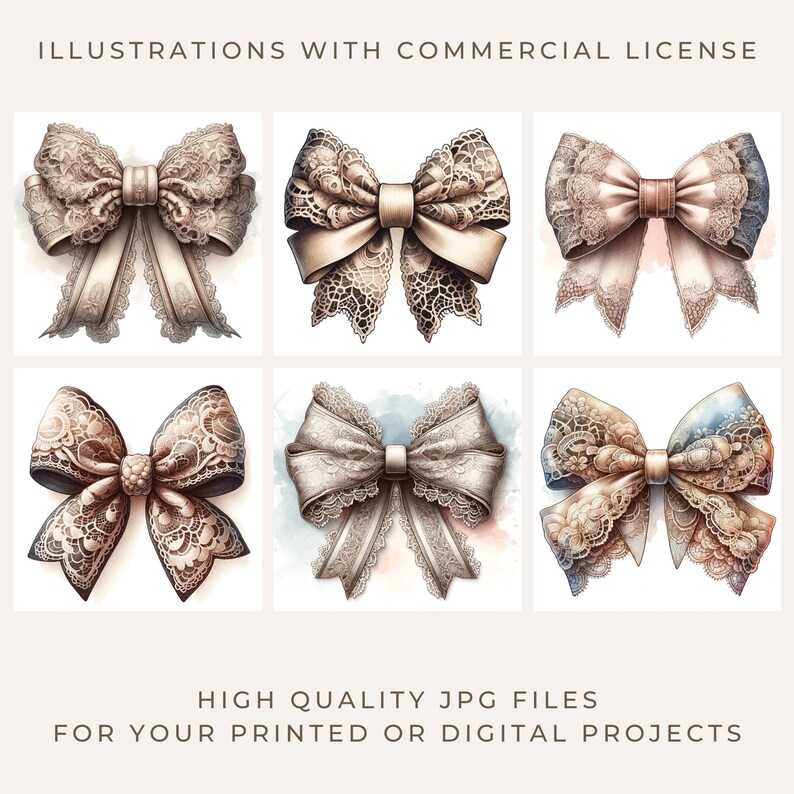 Retro Lace Bow Clipart, Shabby Chic Decor, Coquette Aesthetic Digital ...