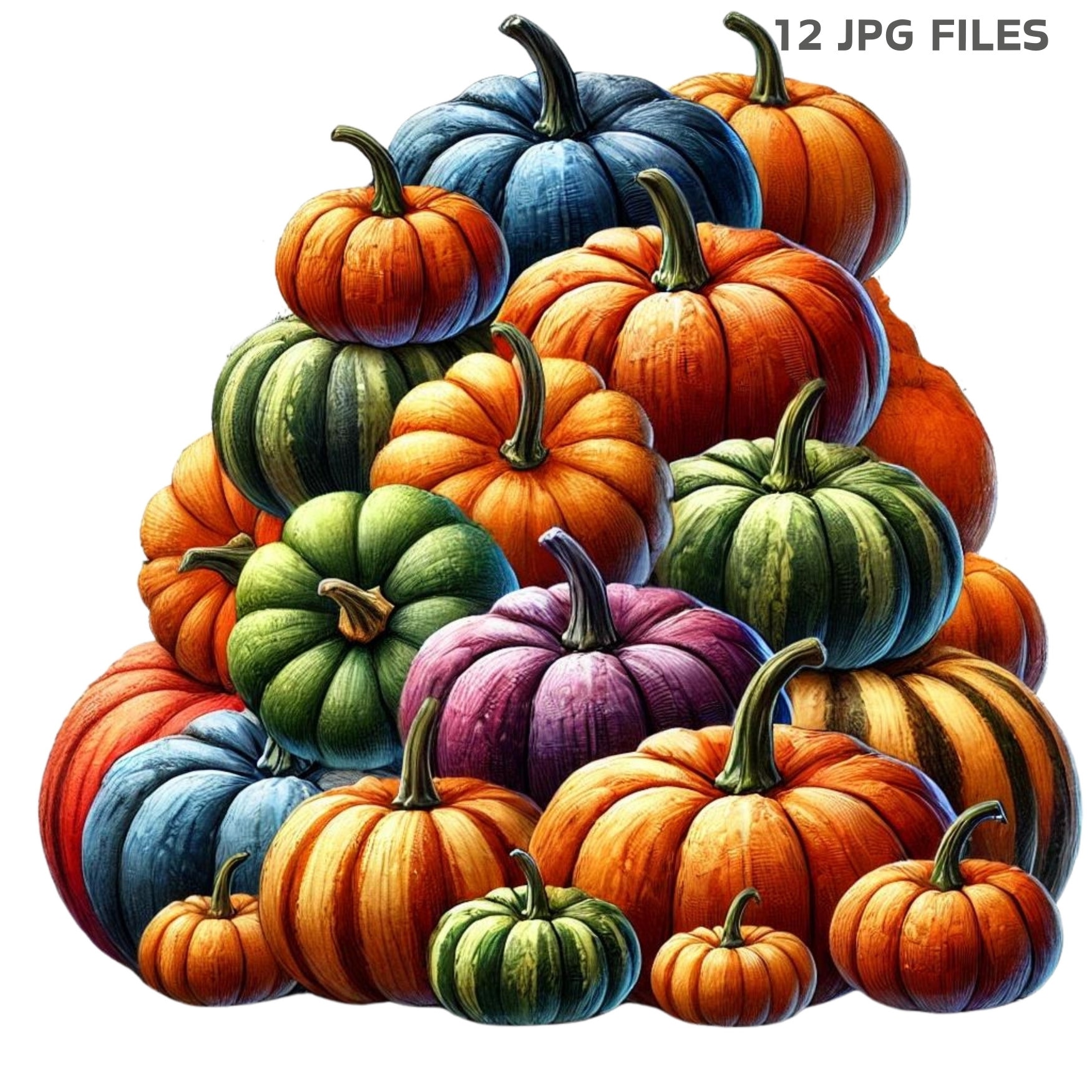 Colorful Pumpkin Stack Clipart for Fall Sublimation, Digital Download ...
