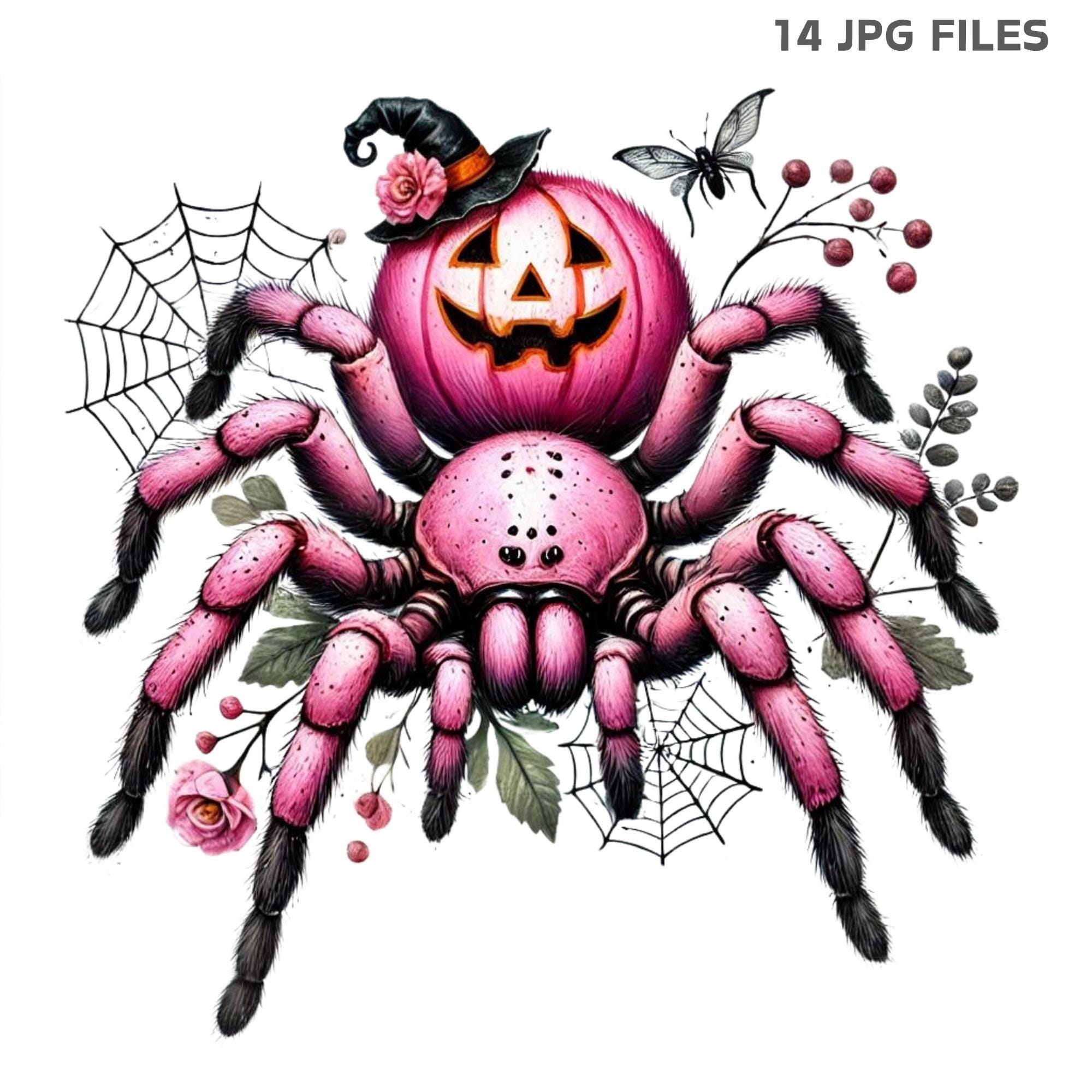 Pink Spider Watercolor Clipart Bundle, Digital Download for Halloween ...