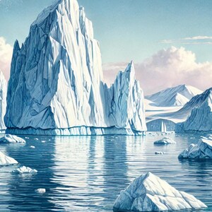 Iceberg Landscape Clipart, Winter Scene JPG for Digital Scrapbooking ...