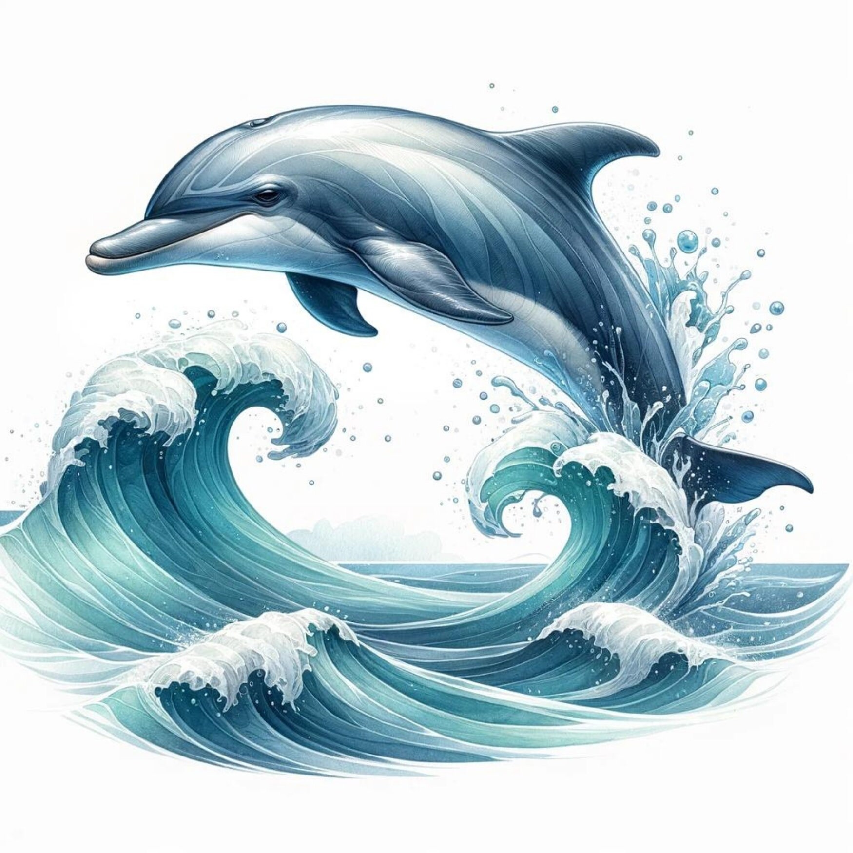 Dolphin in Waves Digital Graphics, Blue Sea Scrapbook Kit With Dolphin ...