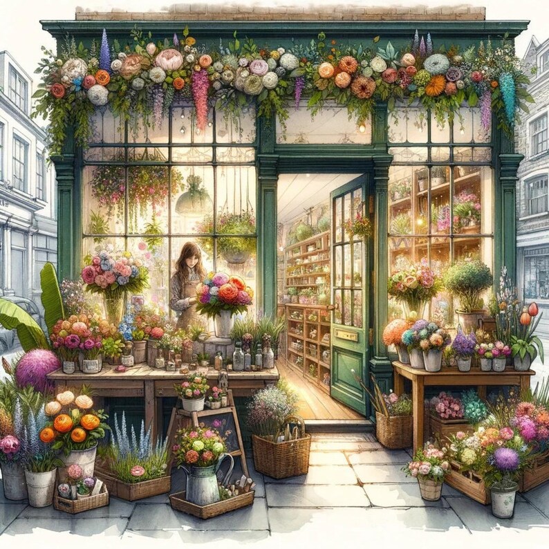 10 Digital Scrapbook Paper Pack Floral Shop Clipart Bundle, Printable ...