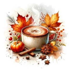 Autumn Hot Drinks Clipart Bundle, Hot Chocolate, Pumpkin Spice ...