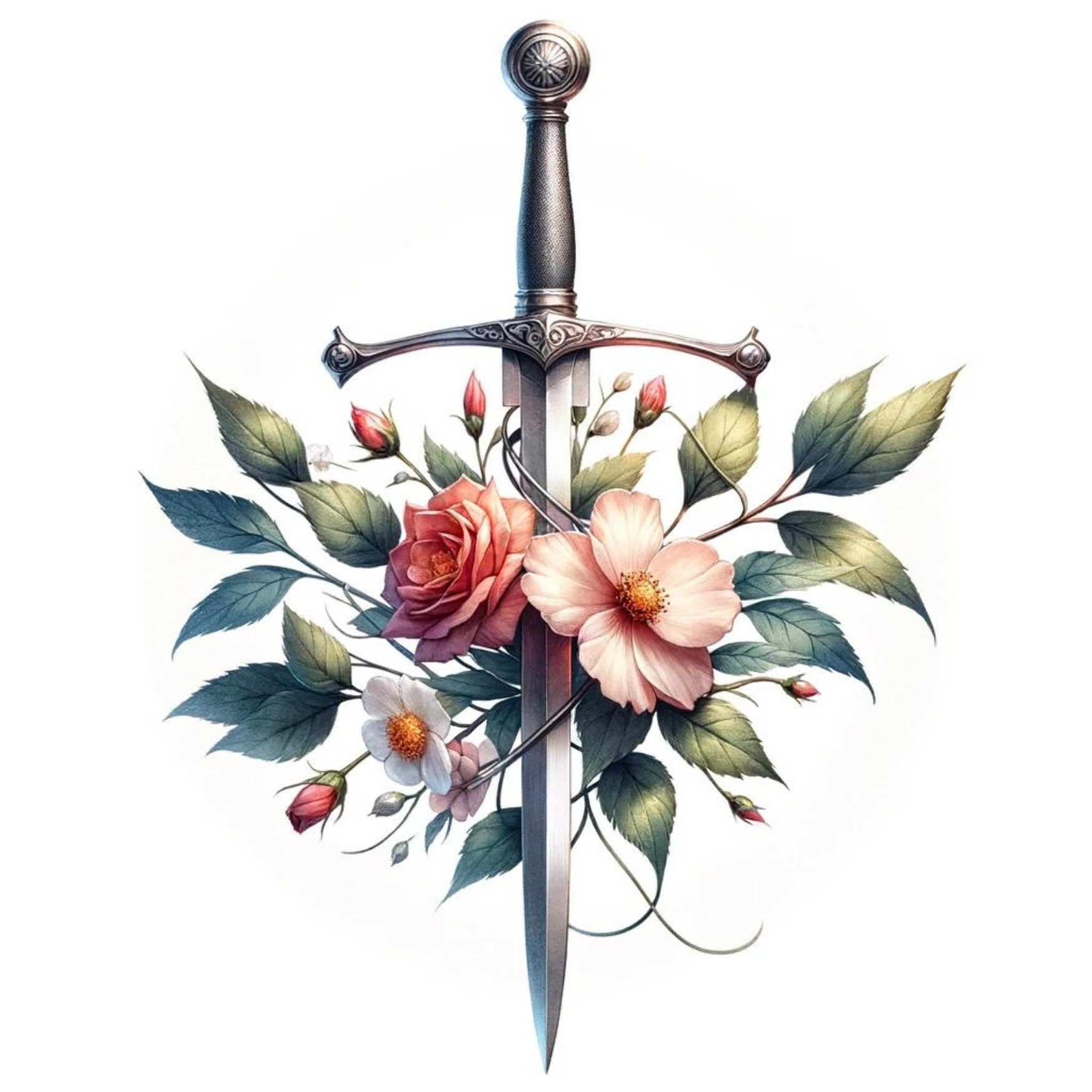 Instant Download Floral Sword Clipart for Paper Crafts, Commercial Use ...