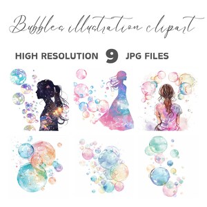 Watercolor Clipart, Bubbles Illustration, Kids Clipart, Scrapbook ...