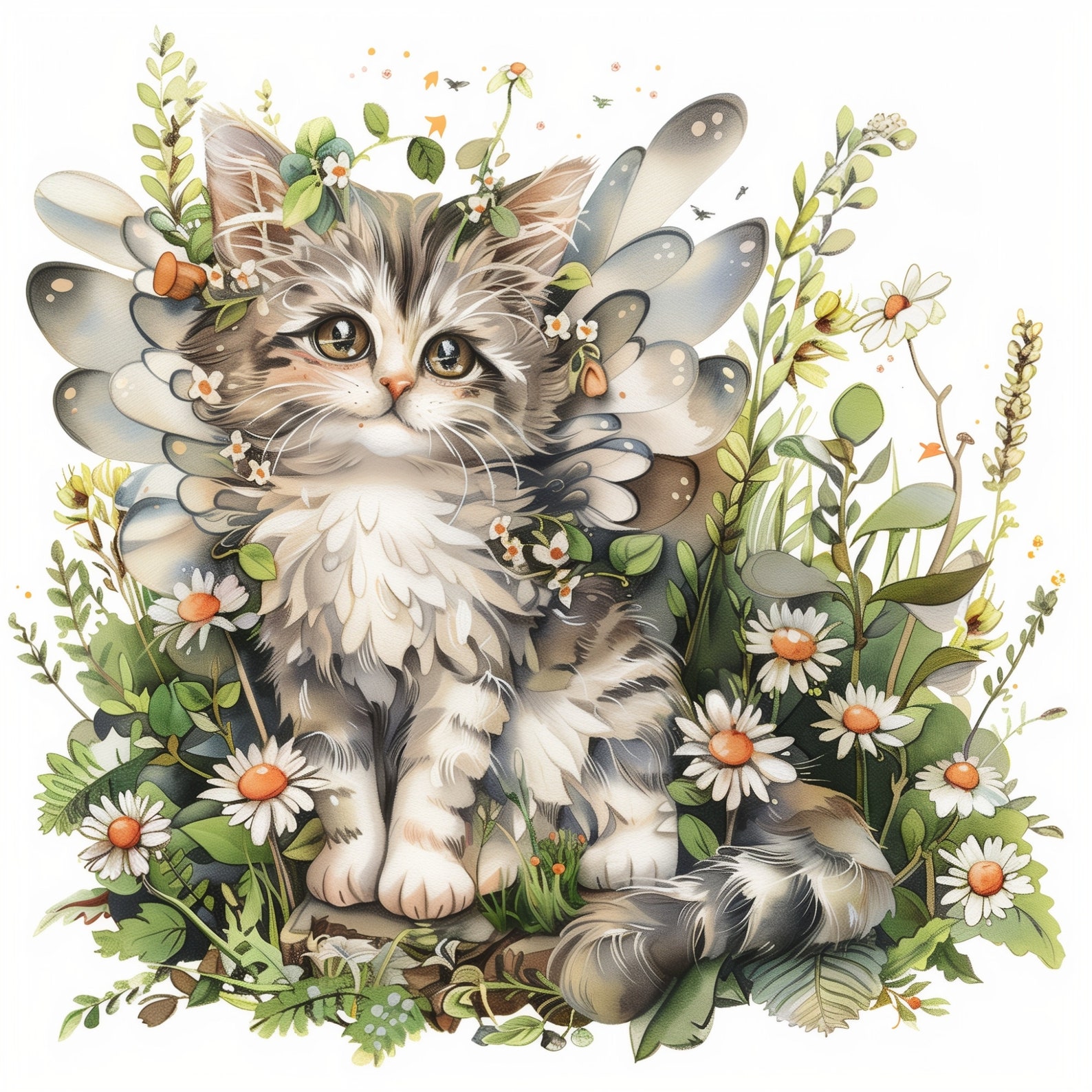 Fairy Cat Clipart for Mystical Junk Journals, Instant Download ...