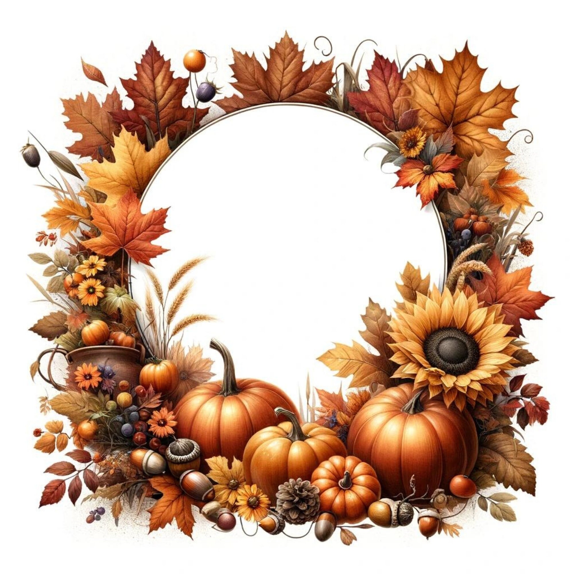 Autumn Floral Frame Clipart Bundle, Digital Crafting Watercolor Images ...