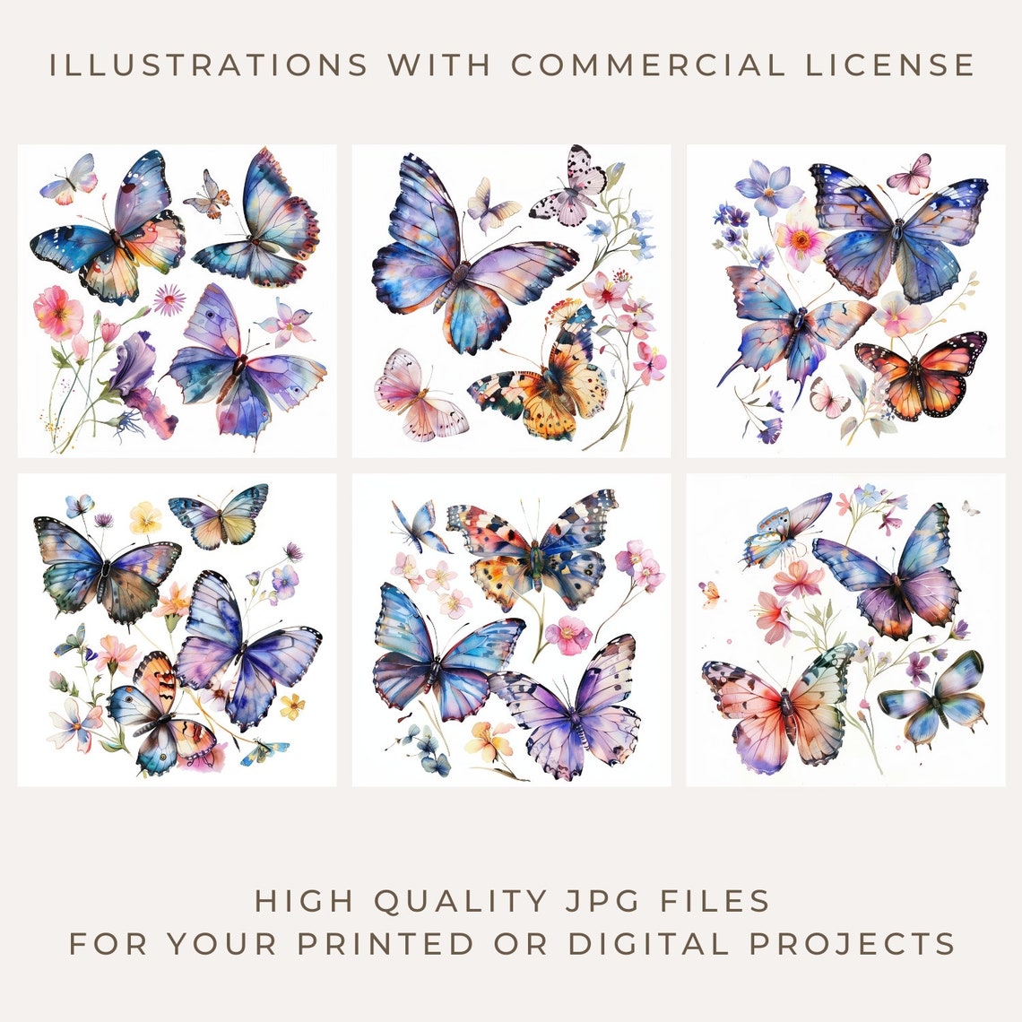 10 Butterfly Clip Art Set, Instant Download for Scrapbooking and Paper ...