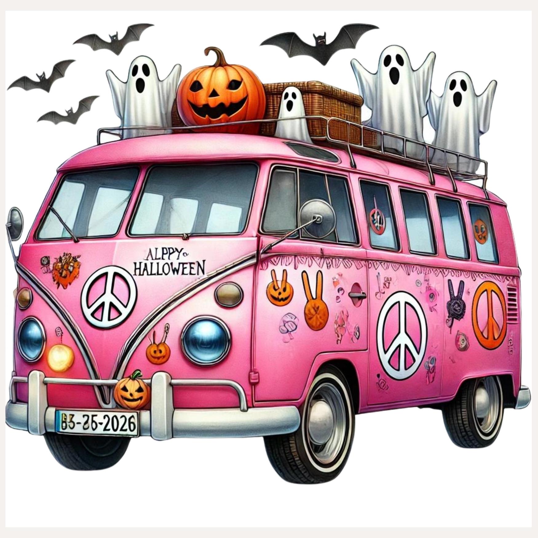 Pink Halloween Van, Hippie Halloween Theme, High Resolution JPG ...