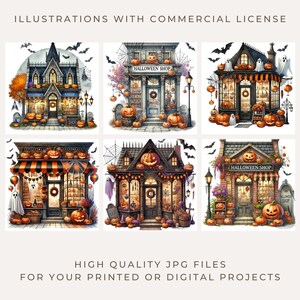 Halloween Shop Clipart, Watercolor Magic Storefront Designs ...