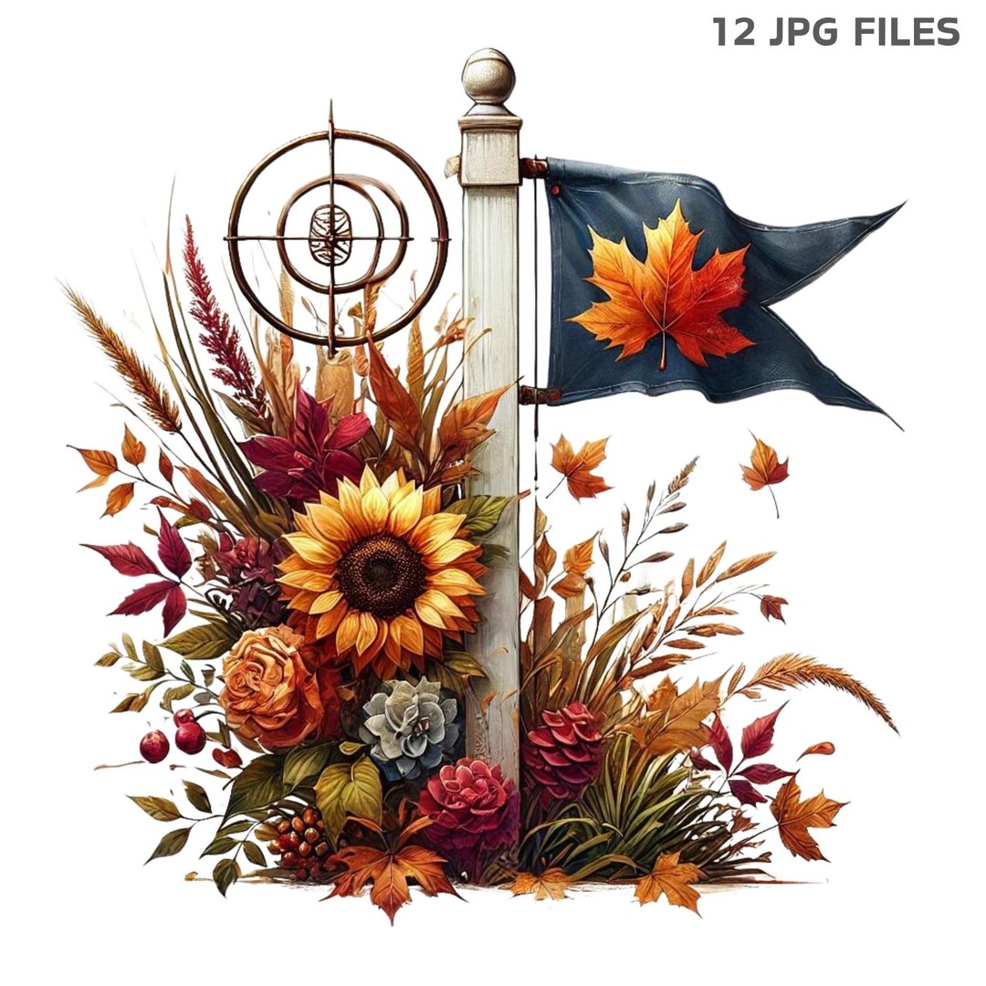 Fall Garden Flag Clipart Bundle, High Resolution JPG for Digital ...