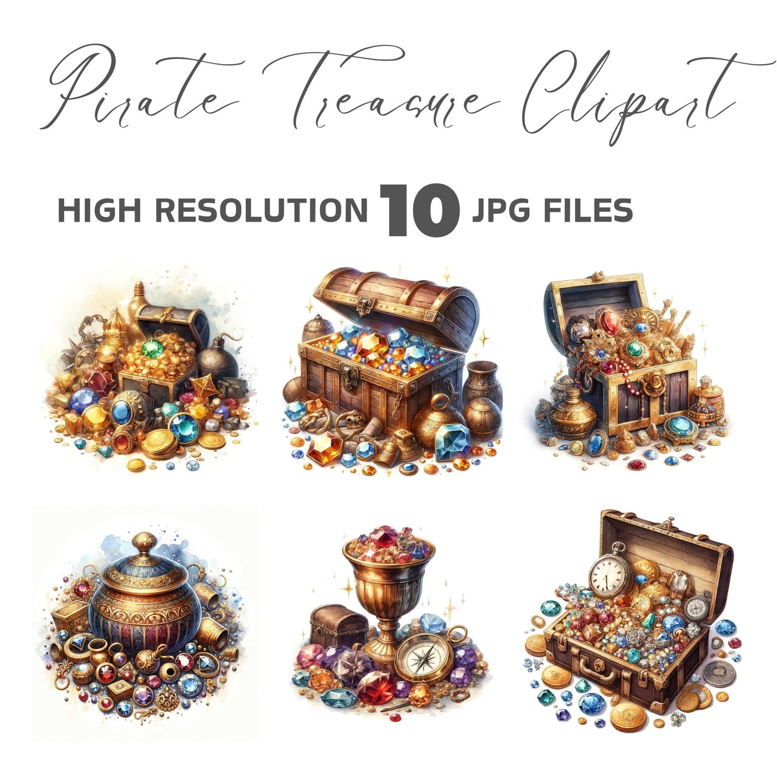 10 Pirate Treasure Clipart Vintage Scrapbook Digital Ephemera Journal ...
