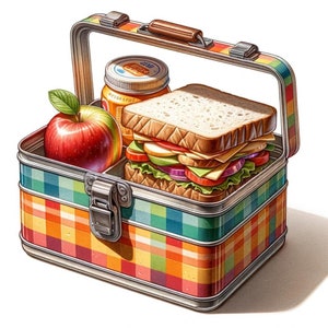 Lunch Box Clipart Set, Watercolor Illustrations for Creative Projects ...