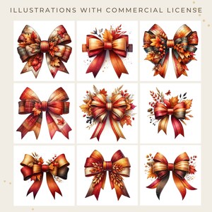 Coquette Bow Fall Bundle, Digital Download, Autumn Watercolor Clipart ...