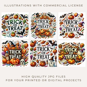Trick or Treat Clipart Bundle, Cute Halloween Images for Junk Journals ...