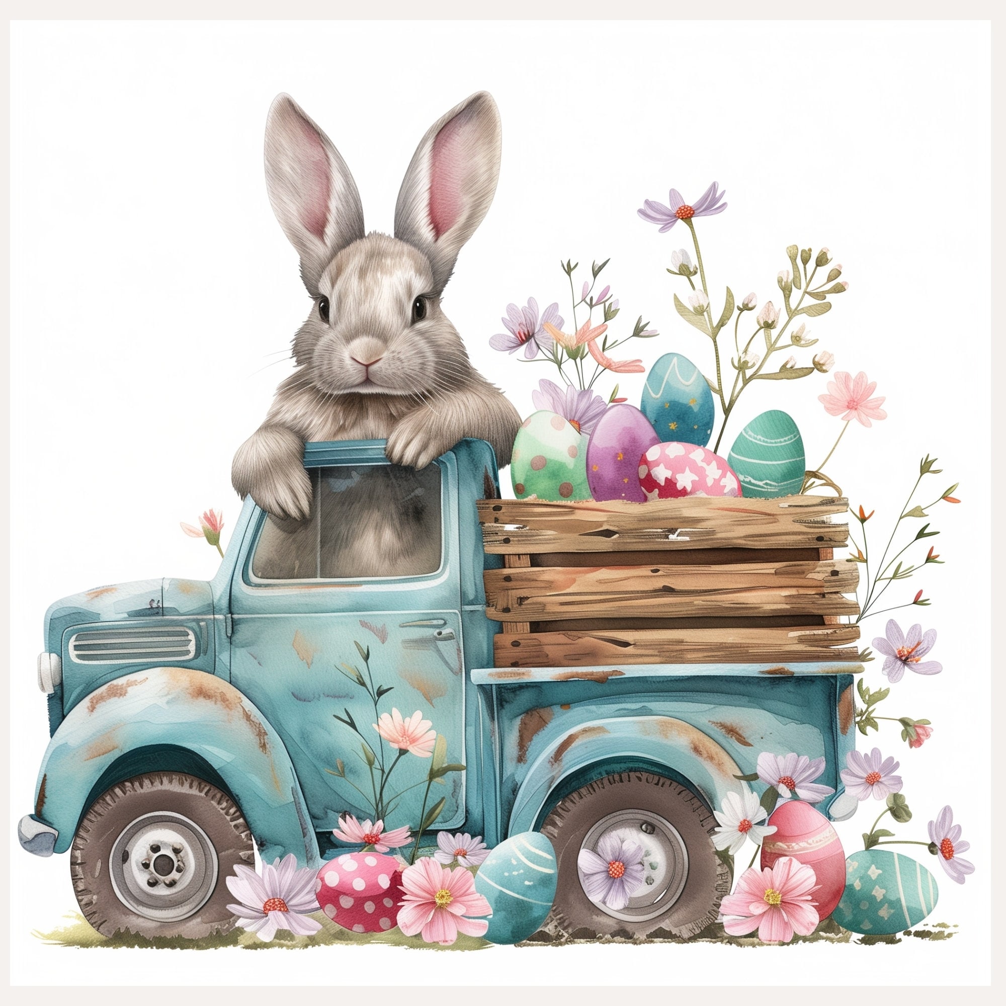 12 Printable Bunny Vintage Easter Kids Clipart for Home Decor, Easter ...