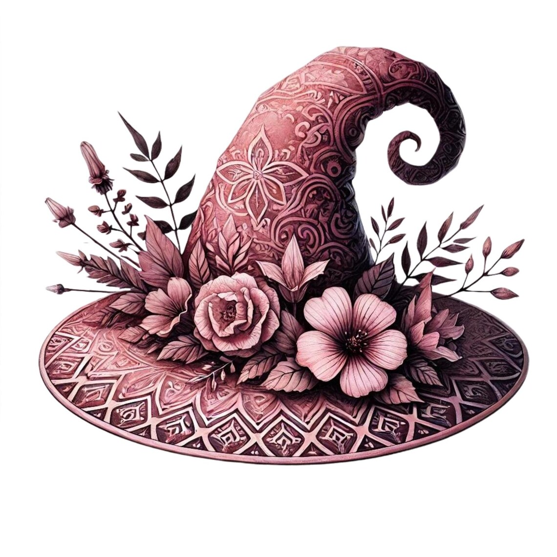 Classic Pink Witch Hat Clipart Set, Hippie Halloween Digital Download ...