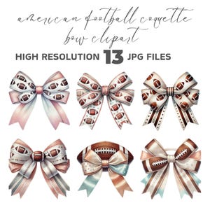 American Football Coquette Bow Clipart, Retro Game Day & Preppy Sport ...