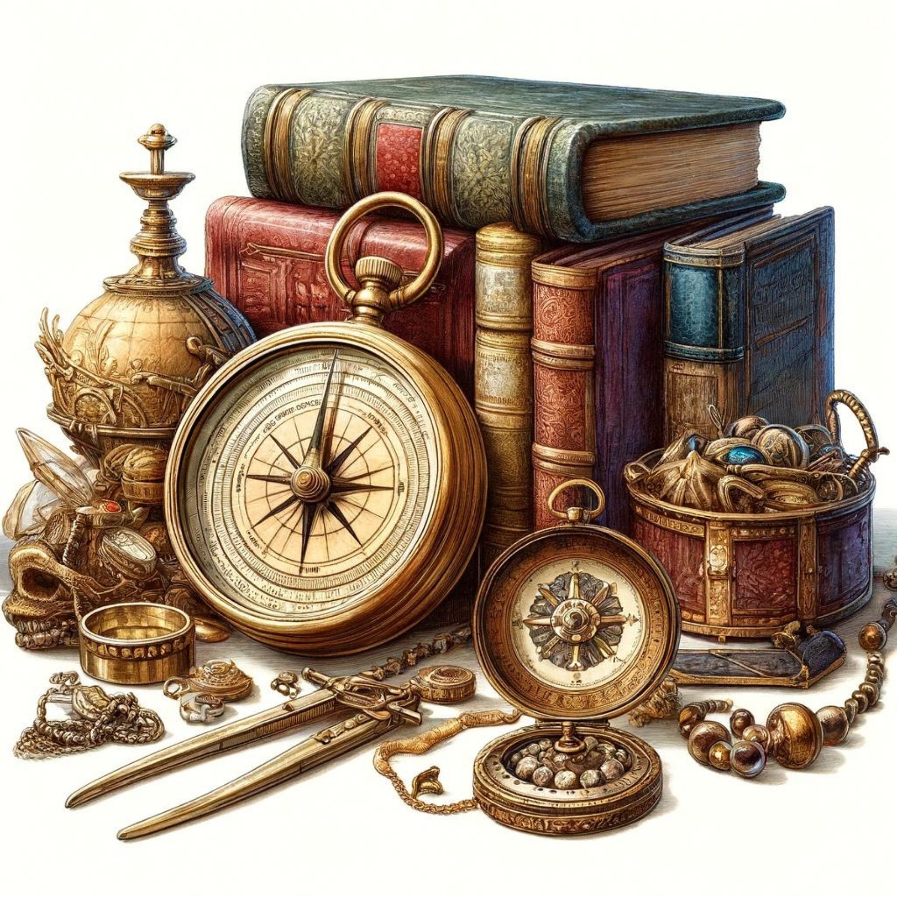 Vintage Treasure Chest Clipart Bundle, Instant Download JPG Files for ...