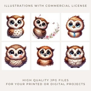 Cute Owl Clipart & Watercolor Baby Owl School Owl Printables for ...