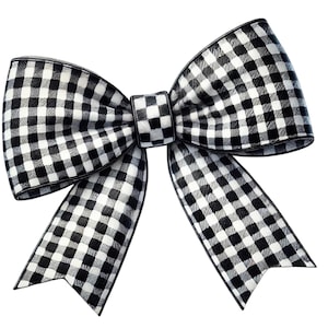 Checkered Coquette Bow Clipart, Black & White Watercolor Bow for Dark Coquette Aesthetic ...