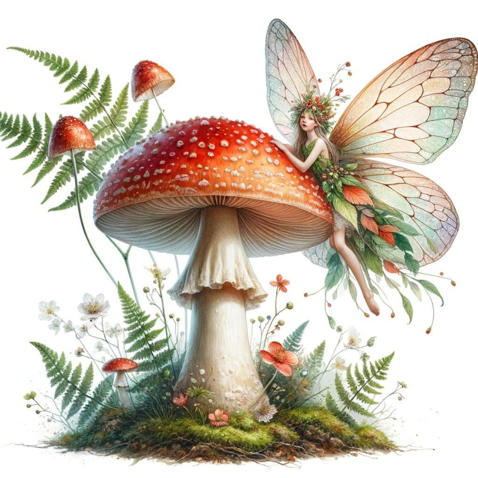 Magical Mushroom Fairy Garden Clipart, Enchanted Fairy Birthday Clipart ...