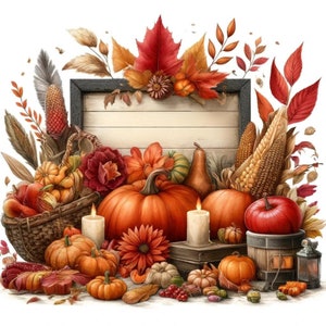 Fall Thanksgiving Clipart Bundle, Watercolor Images for Digital ...