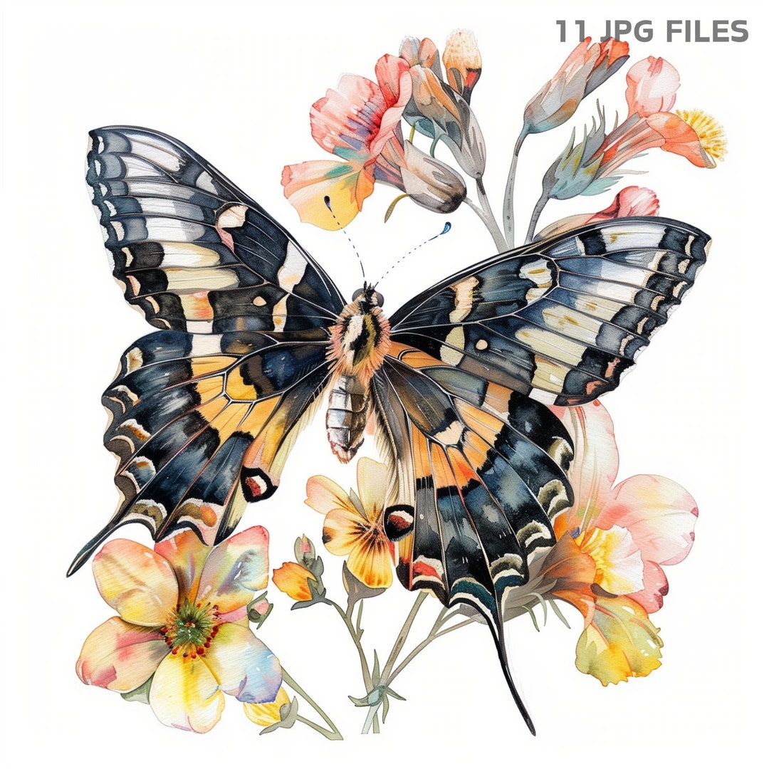 11 Printable Butterflies Collection Digital Art for Scrapbooking ...