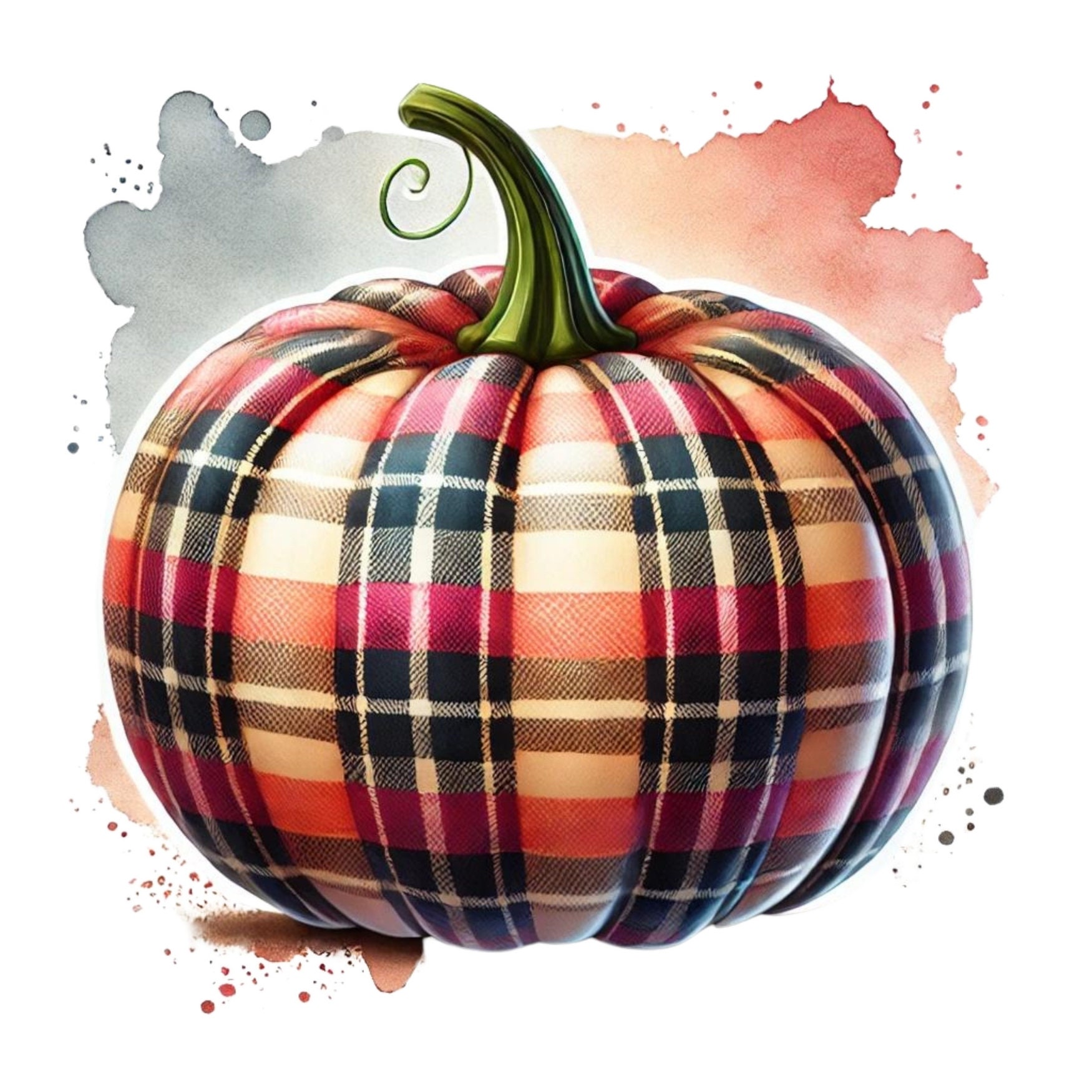 Plaid Pumpkin Clipart, High Resolution Digital Downloads for Fall ...