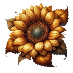 Autumn Sunflower & Fall Leaves Clipart Set for Autumn Weddings ...