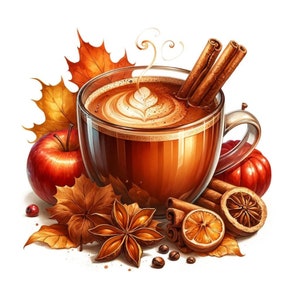 Autumn Hot Drinks Clipart Bundle, Hot Chocolate, Pumpkin Spice ...