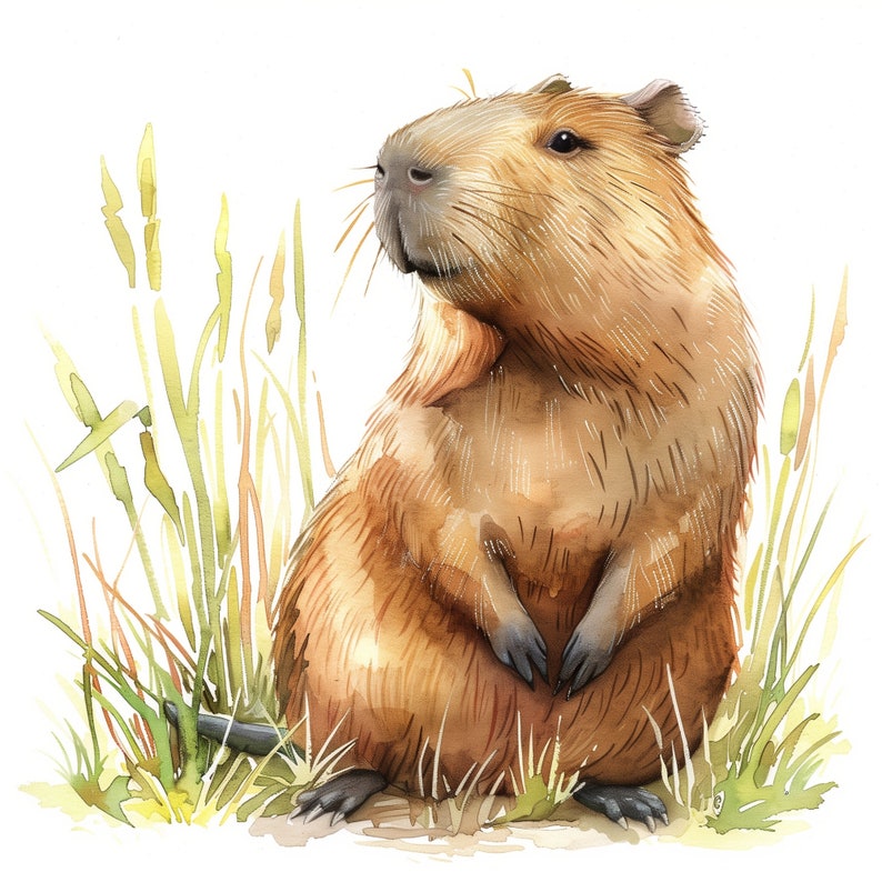 Wild Capybara Watercolor Clipart Set for Commercial Use, Instant ...