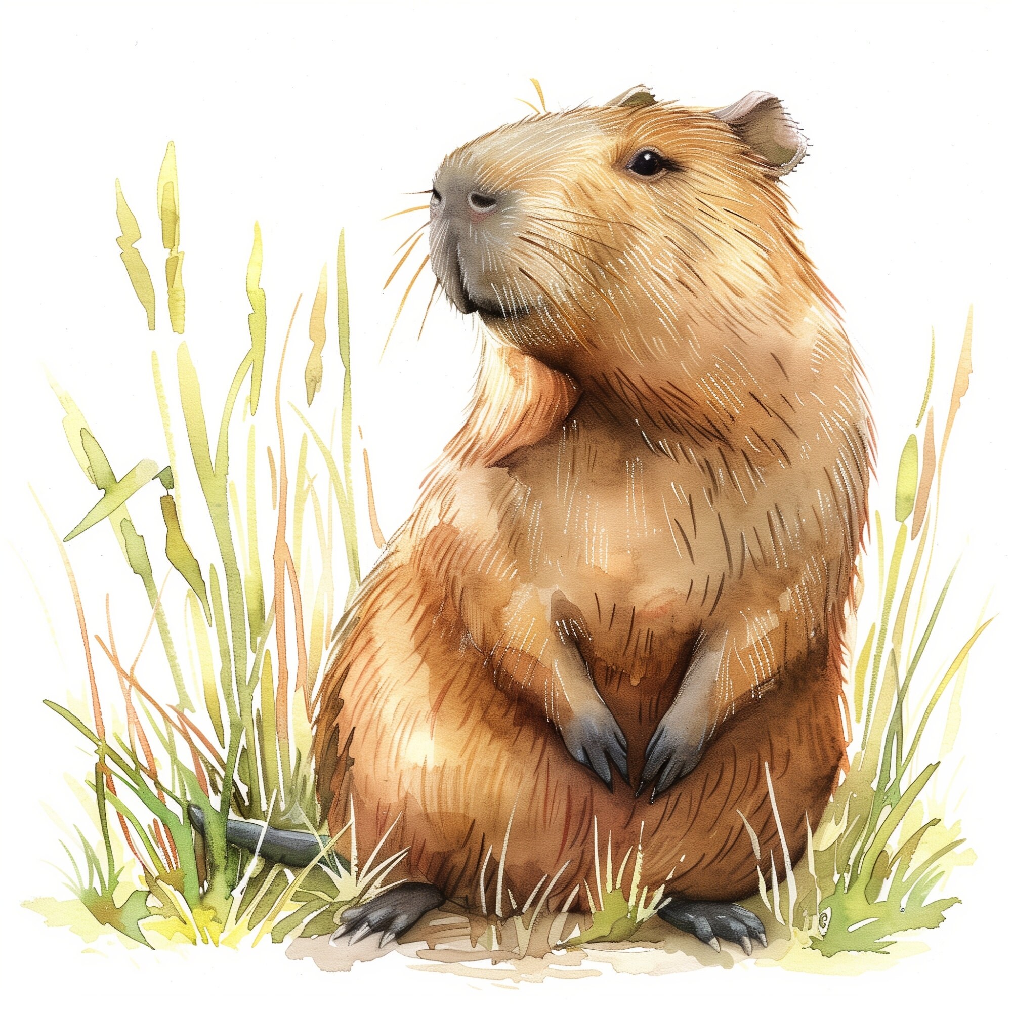 Wild Capybara Watercolor Clipart Set for Commercial Use, Instant ...