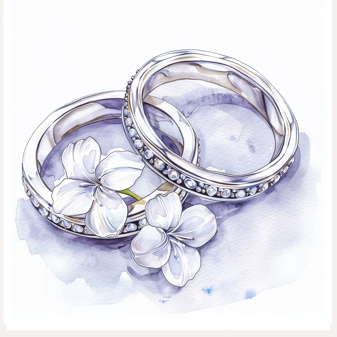 Floral Wedding Clipart, Wedding Rings, Flowers Clipart, Wedding ...