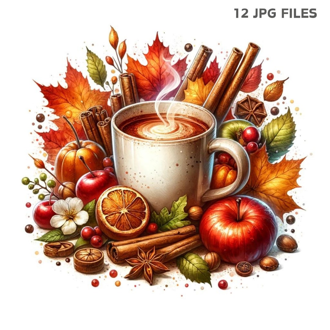 Autumn Hot Drinks Clipart Bundle, Hot Chocolate, Pumpkin Spice ...