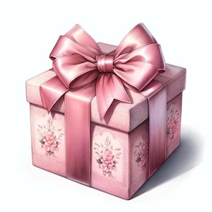 Pink Wrapped Present Clipart Bundle for Digital Crafting, Watercolor ...