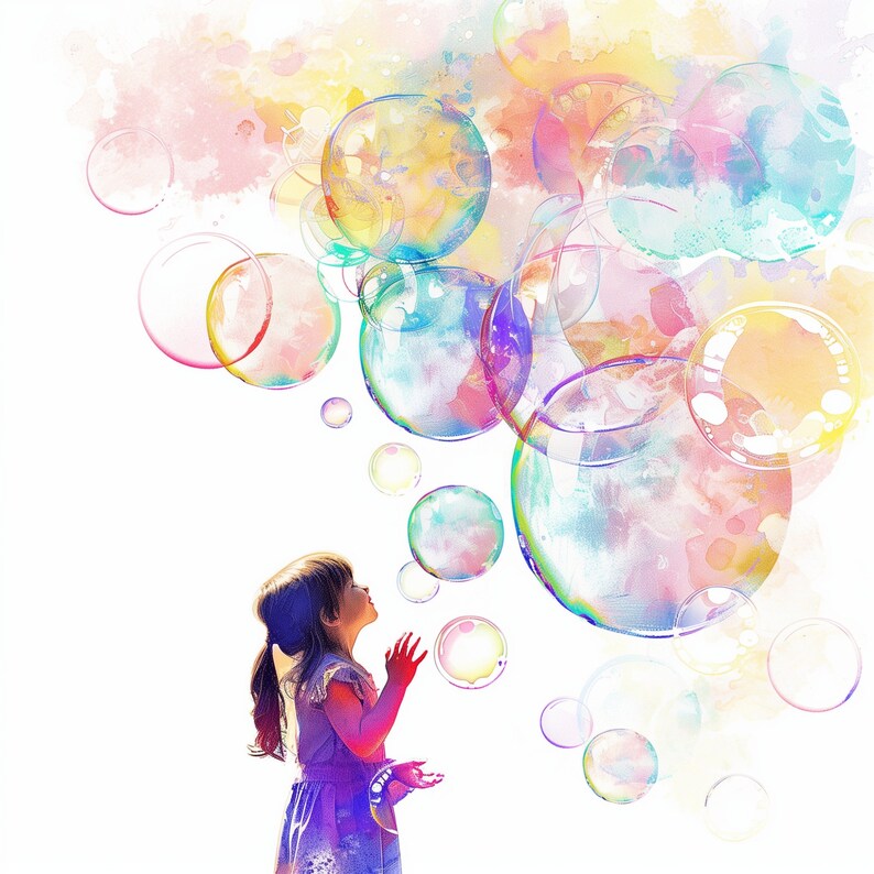 Watercolor Clipart, Bubbles Illustration, Kids Clipart, Scrapbook ...