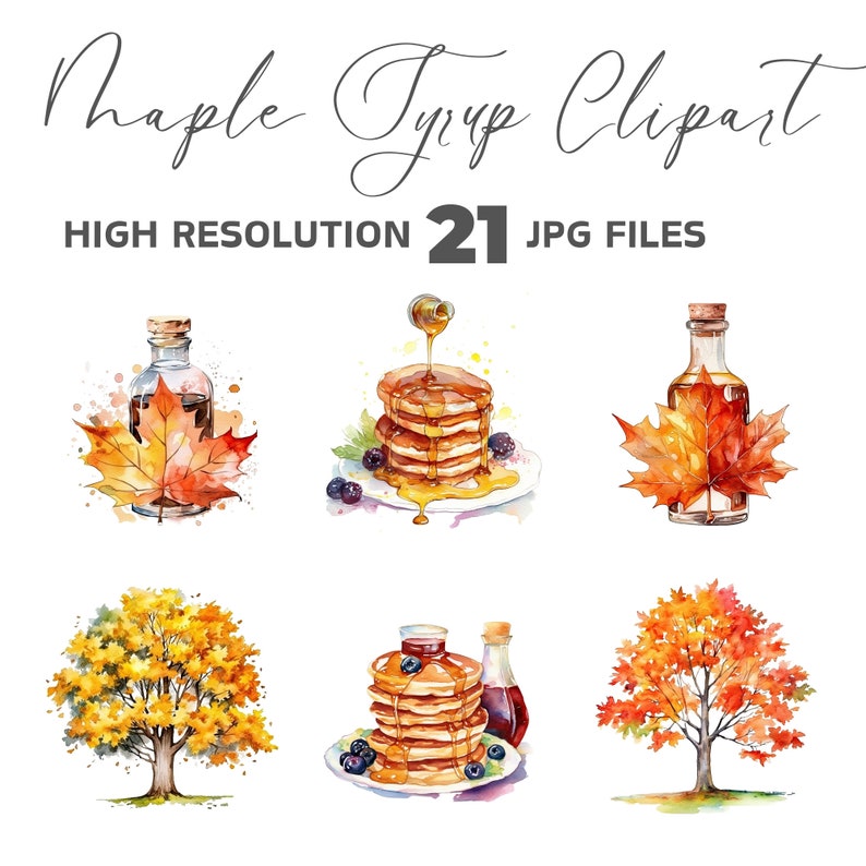21 Maple Syrup Clipart, Digital Crafting & Scrapbooking JPG Files ...