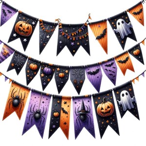Halloween Bunting Clipart Set,halloween Watercolor Bundle for DIY ...