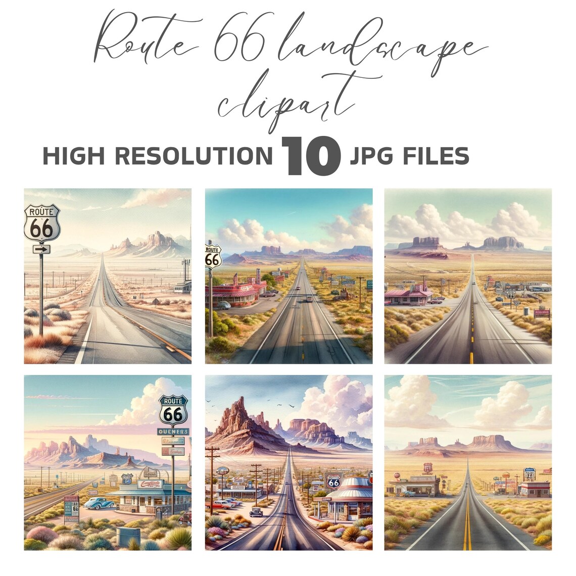 Route 66 Oklahoma, Road Trip Clipart Set, Commercial Use Digital ...