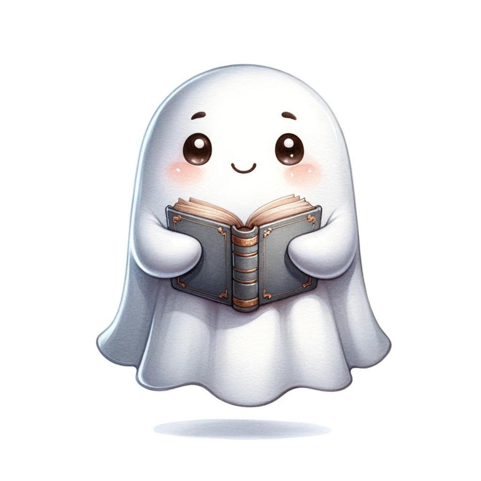 Cute Ghost With Book Clipart Set for Collages and Halloween Crafting ...