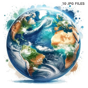Watercolor Earth Clipart Set, Eco-friendly, Paper Crafts for Digital ...
