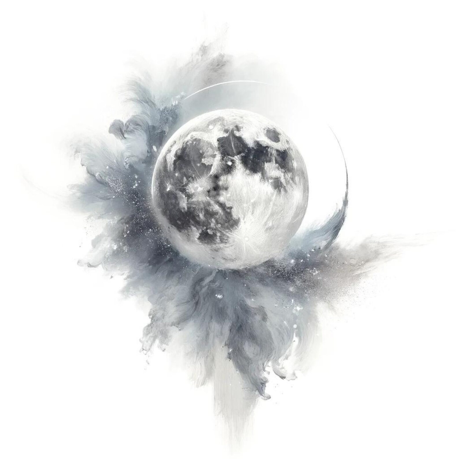 Abstract Moon Shapes Printable Art, Digital Watercolor Clipart for ...