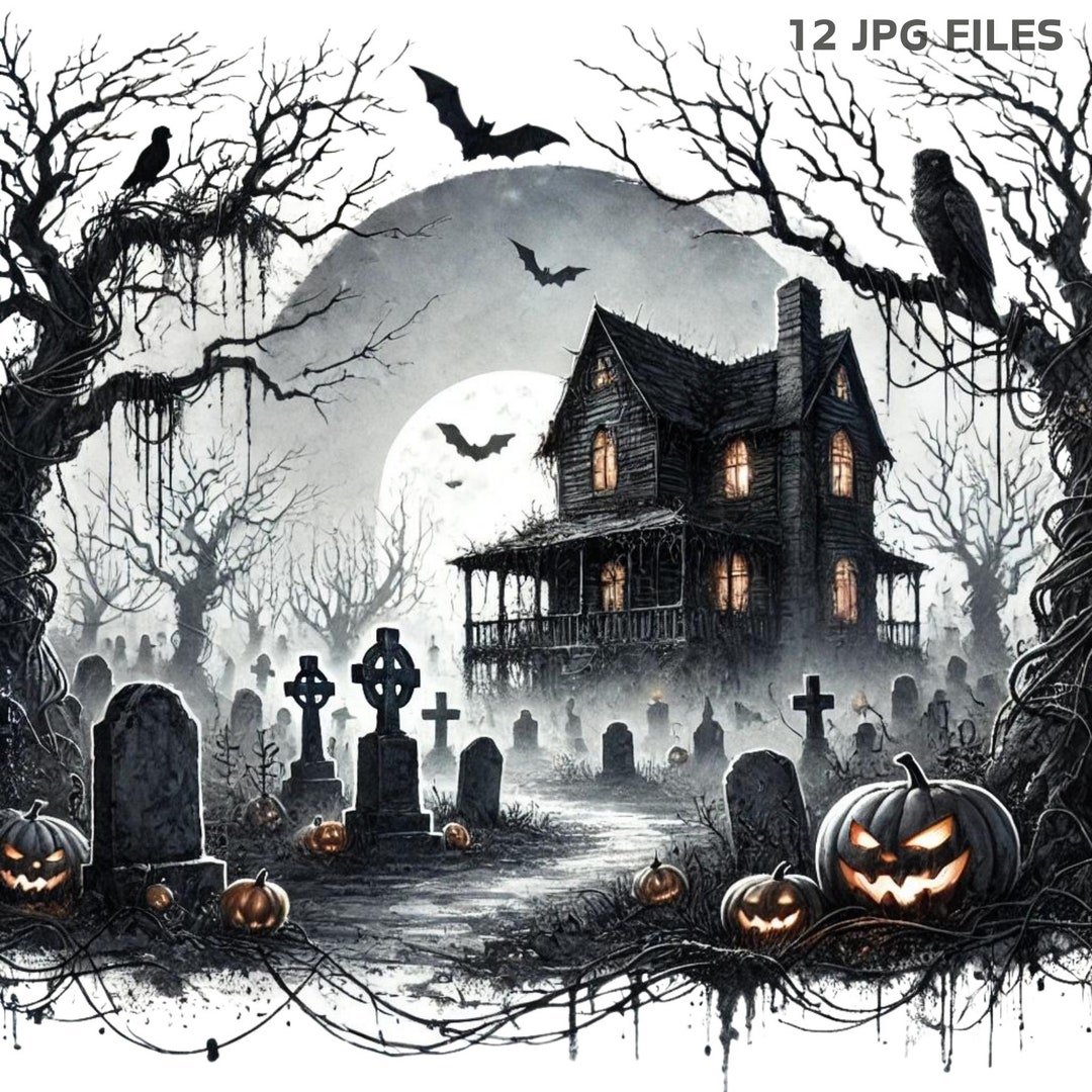 Gloomy Landscapes, Spooky Ghosts, Haunted Castles, Vintage Halloween ...