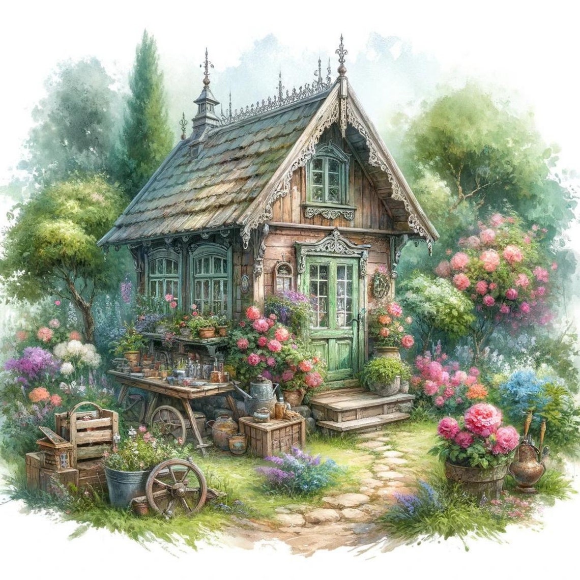 12 Shabby Chic Garden Journaling Pages,printable Design for ...